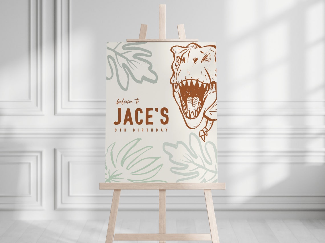 Modern Dinosaur Birthday Welcome Sign Jurassic Birthday - Etsy