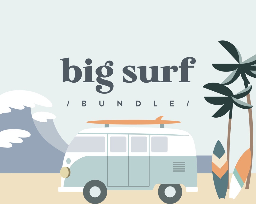 Surf Birthday Bundle, Retro Surfing Birthday Party Package, the Big One ...