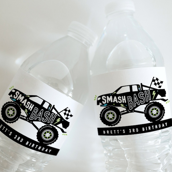 Monster Trucks Party Water Label - Etsy