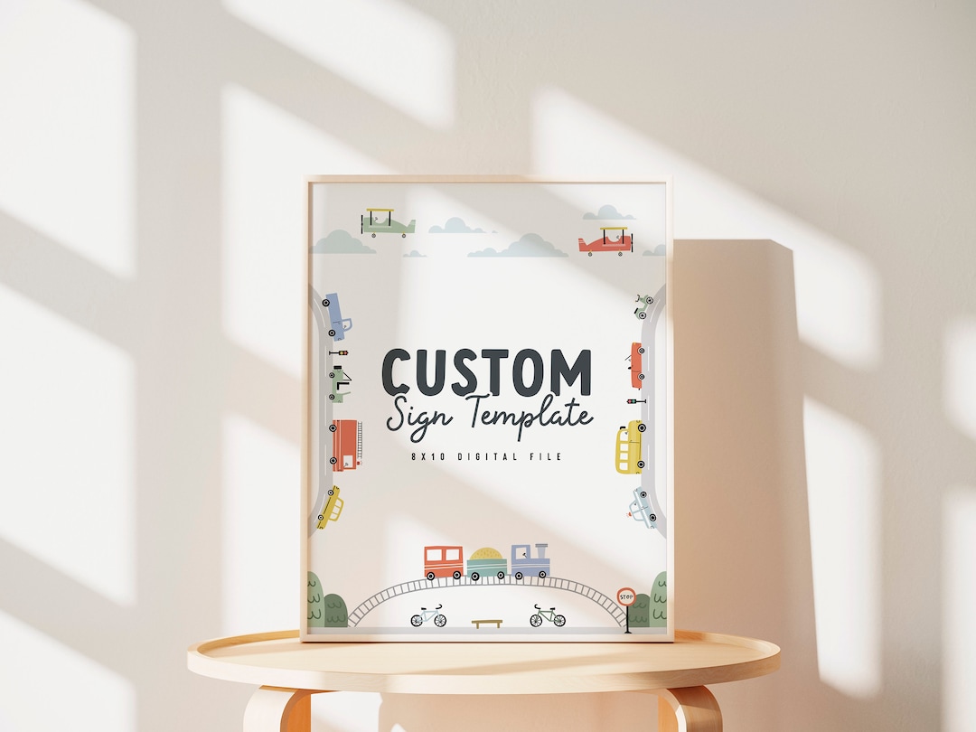 Transportation Party Sign Template, Trucks, Cars, Train, Airplane ...
