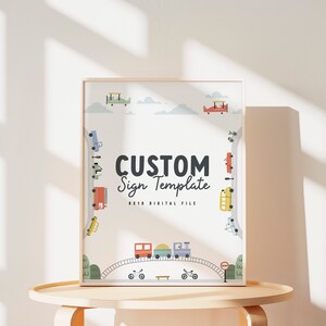 Transportation Birthday Milestone Sign: Editable Vehicle Party Decor ...
