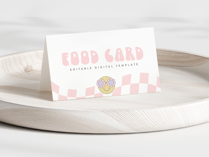 Smiley Face Food Tent Template: Pink Checkered Birthday (editable ...
