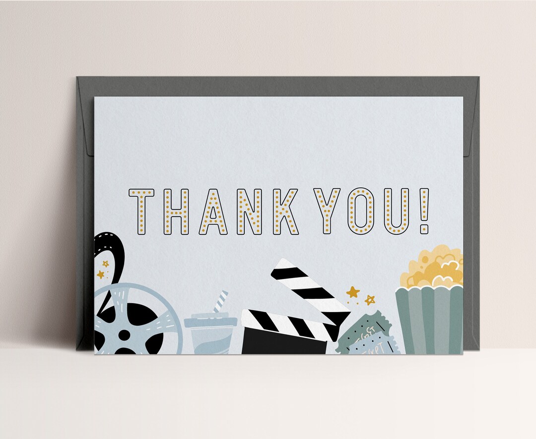 Movie Birthday Thank You Card: Editable Template (digital Download) - Etsy