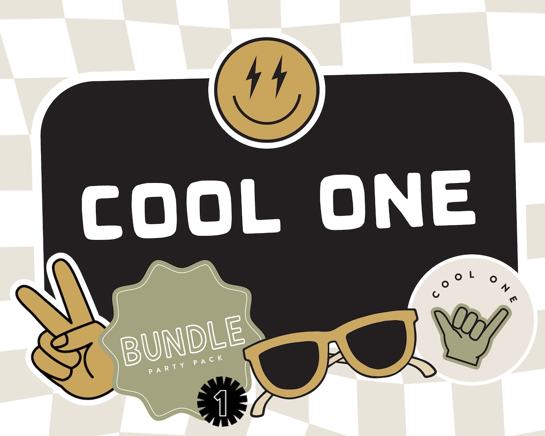 Cool One Rad Retro Birthday Bundle, Retro One Rad Dude Birthday Party ...