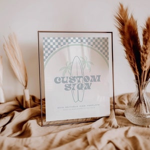 Surf Birthday Welcome Sign, Surfboard Printable Sign, the Big One ...