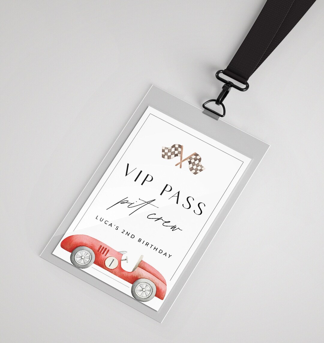 Vintage Race Car Birthday VIP Pass: Editable Pit Crew Template (digital ...