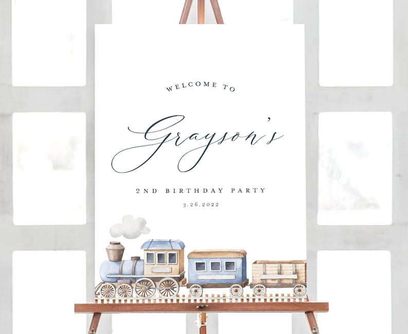 Editable Train Birthday Welcome Sign Vintage Train Welcome - Etsy