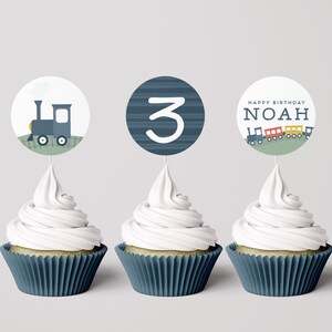 Editable Train Birthday Signs, Modern Table Top Signs, Train Party ...