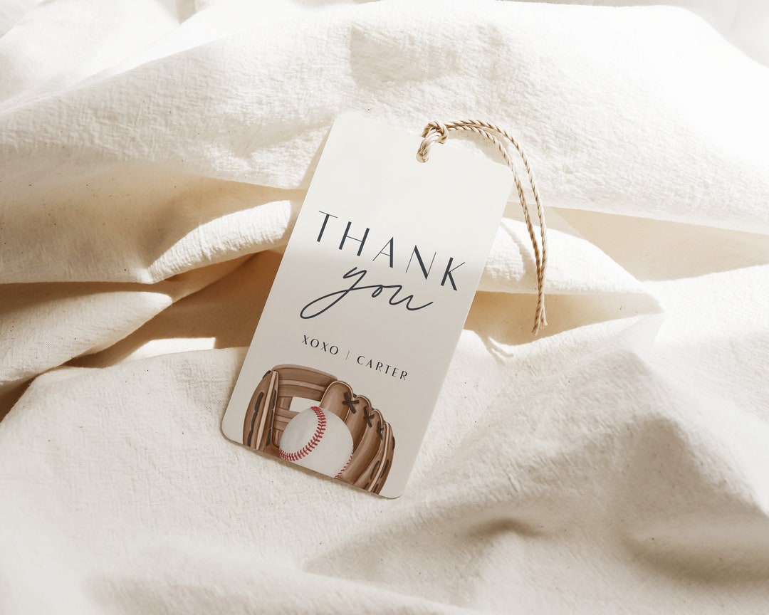 Baseball Favor Tag Template Modern Baseball Thank You Tag Boy Birthday ...