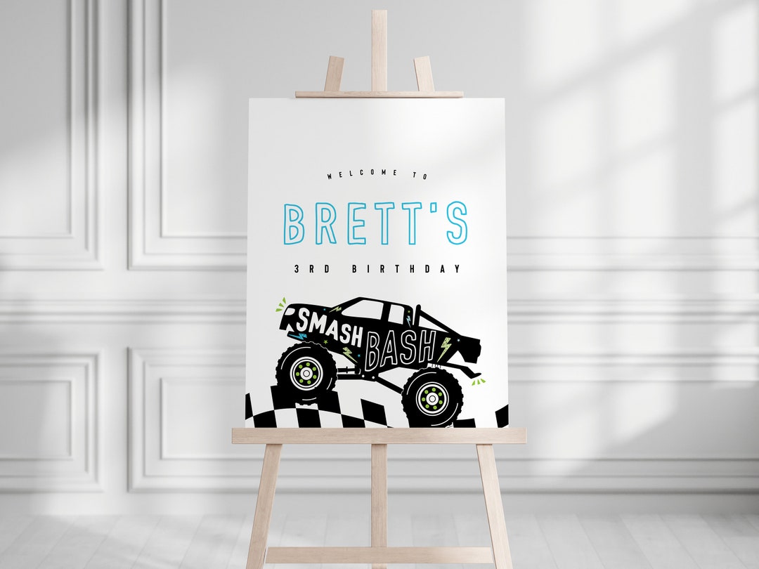 Monster Truck Welcome Sign Template, Monster Jam, Monster Bash Birthday ...