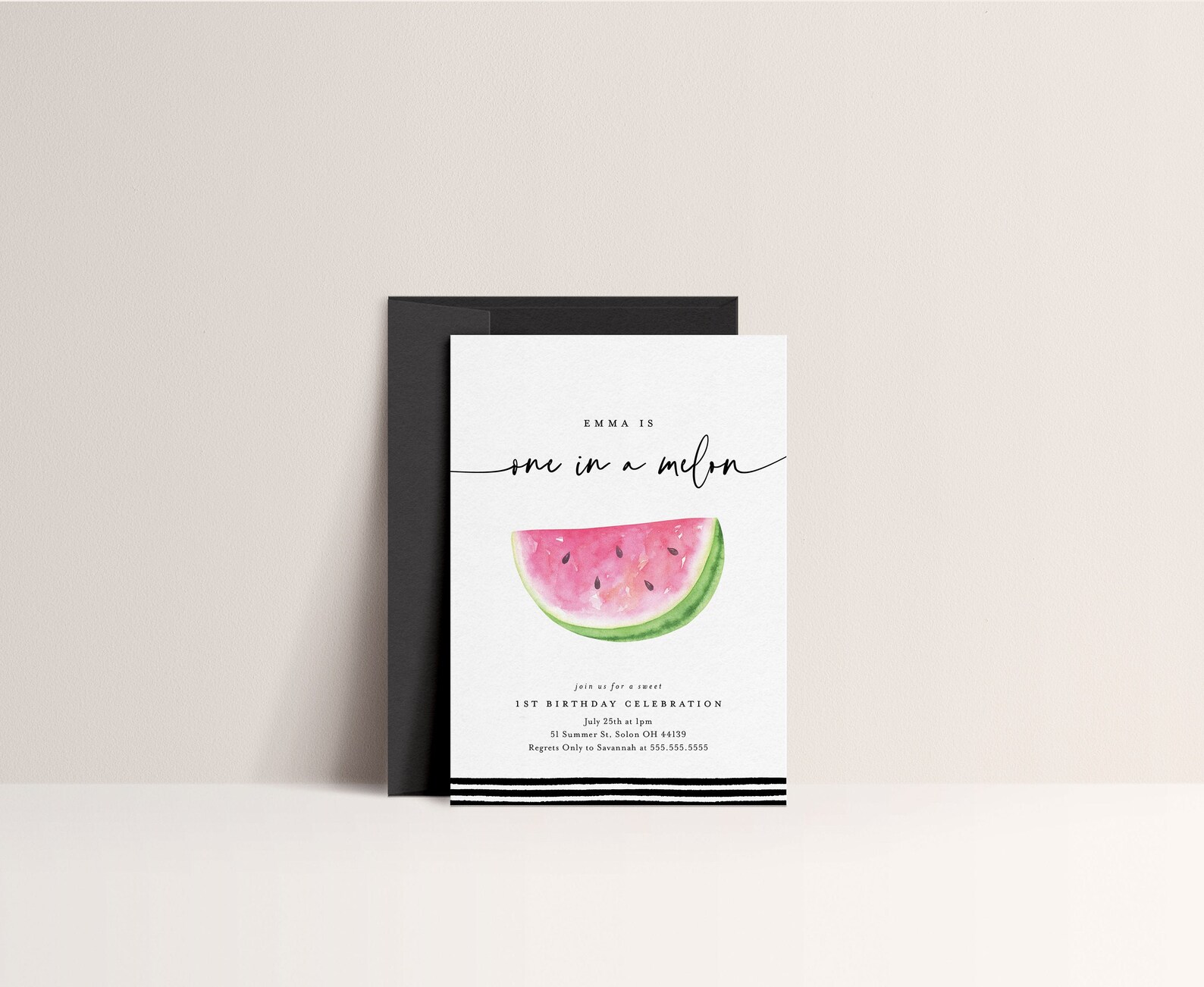 Watermelon Invitation Watermelon Birthday Invitation One in - Etsy