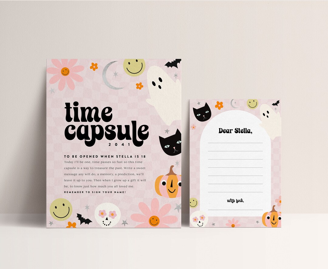 Retro Halloween Birthday Time Capsule: Editable Template (instant ...