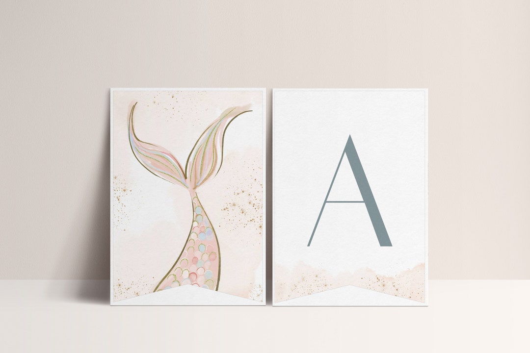 Mermaid Birthday Banner Template, Boho Mermaid Birthday, Oneder the Sea ...