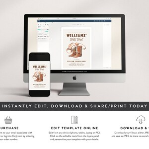 Wild West Birthday Invitation: Modern Cowboy Party (digital Template ...