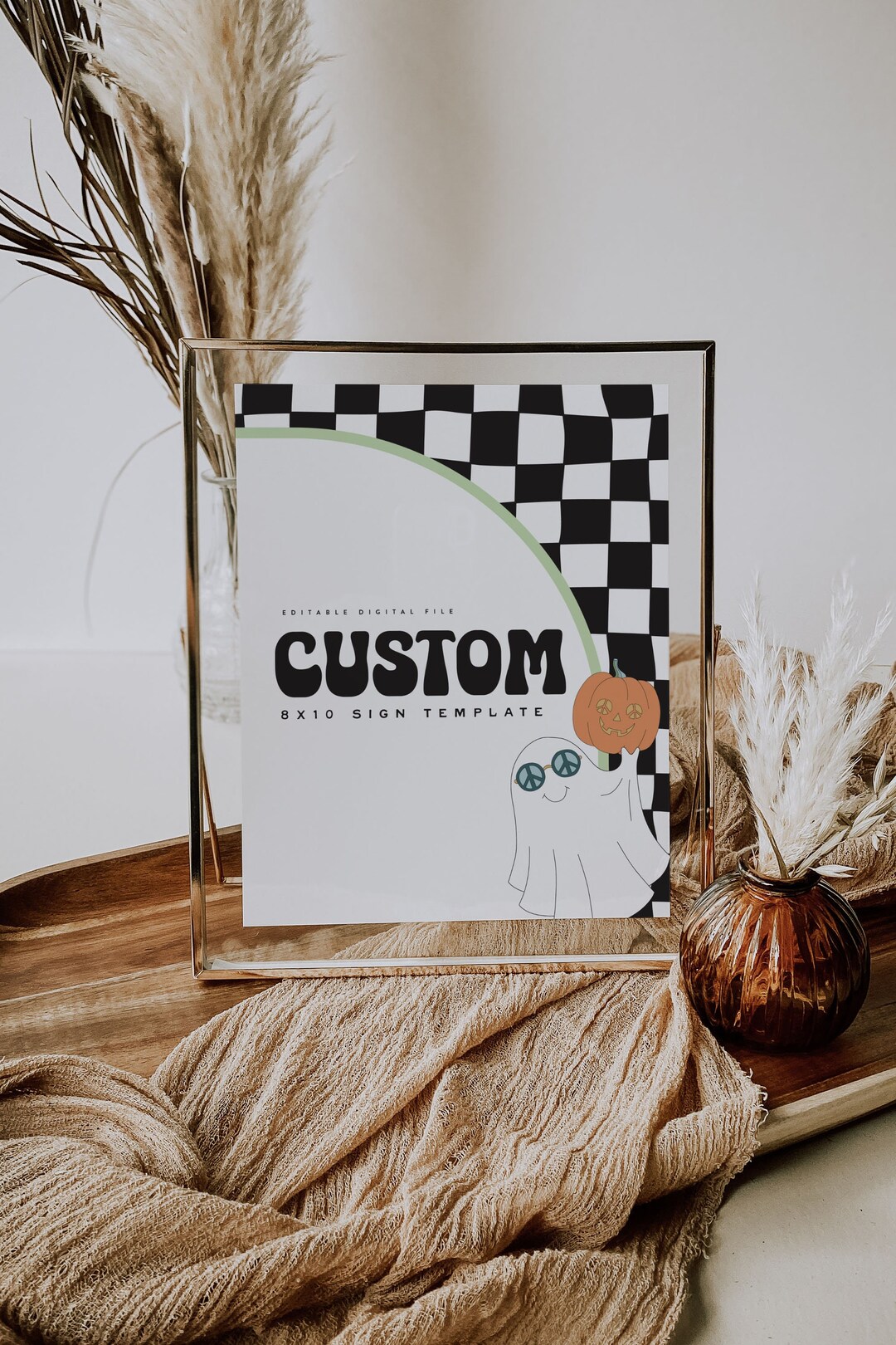 Spooky Birthday Party Sign Template, Groovy Halloween Party Signs ...