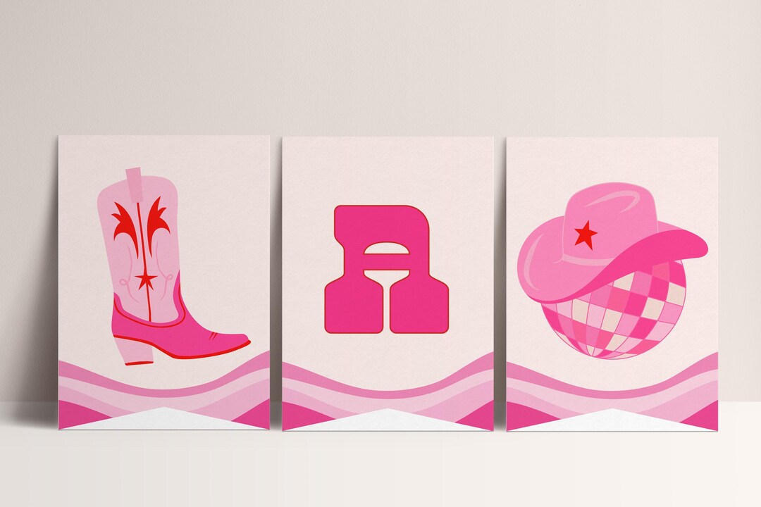 Disco Cowgirl Birthday Banner Template: Pink Rodeo Party (digital ...