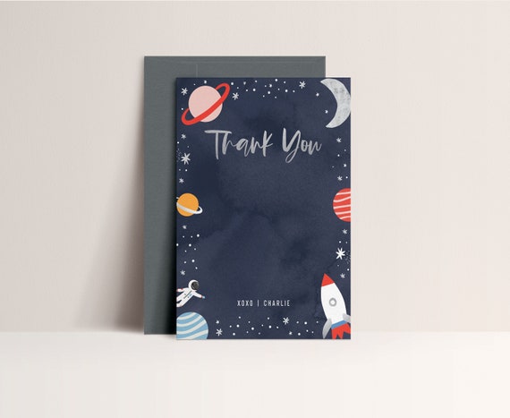 Invitations & Announcements Space Thank You Card Editable Card Space ...