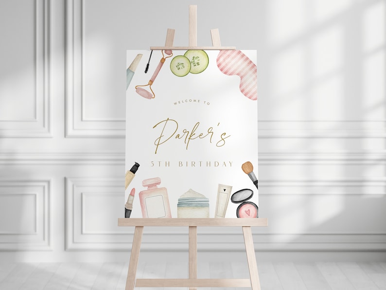 Spa Birthday Party Welcome Sign Girl Spa Glam Makeup Slumber - Etsy