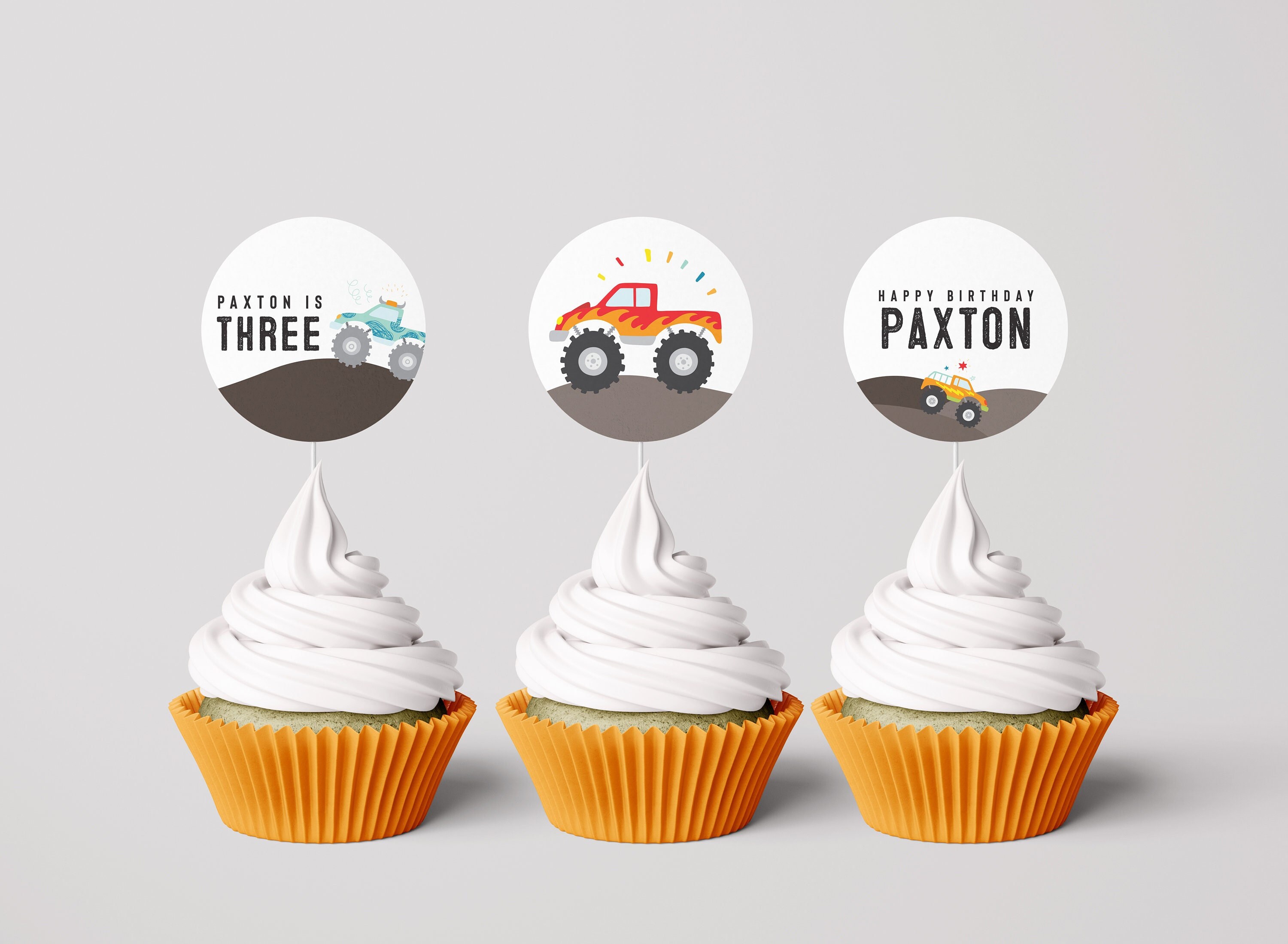 Monster Truck Cupcake Toppers Monster Truck Birthday Topper | Etsy