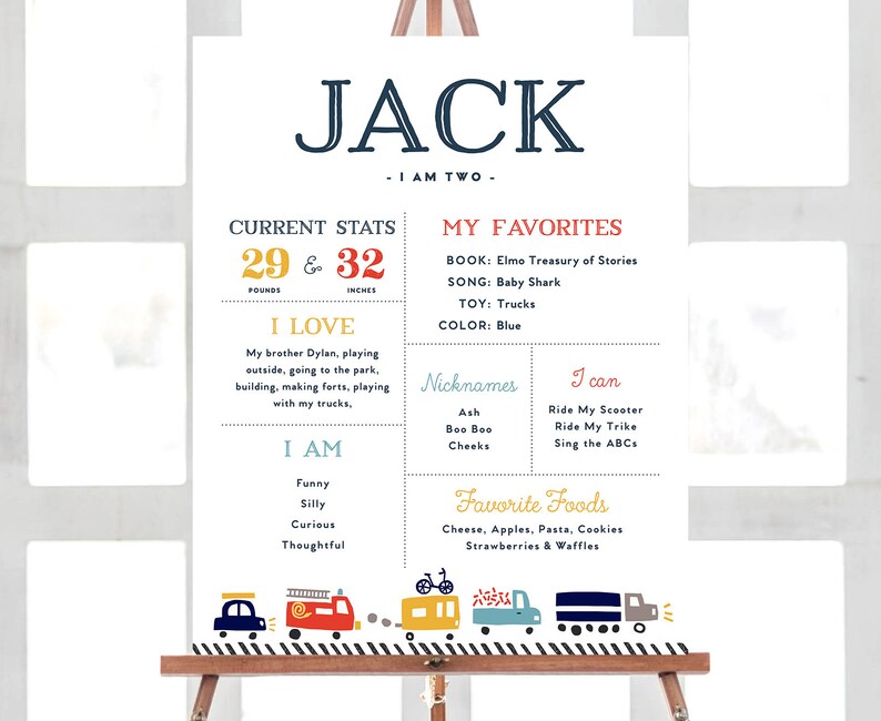 Transportation Birthday Milestone Poster: Editable Stats Sign (INSTANT ...
