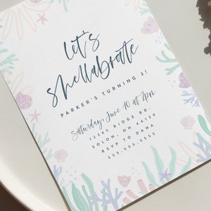 Sea Shell Invitation Template Shellabration Party Invitation Sea Shells ...