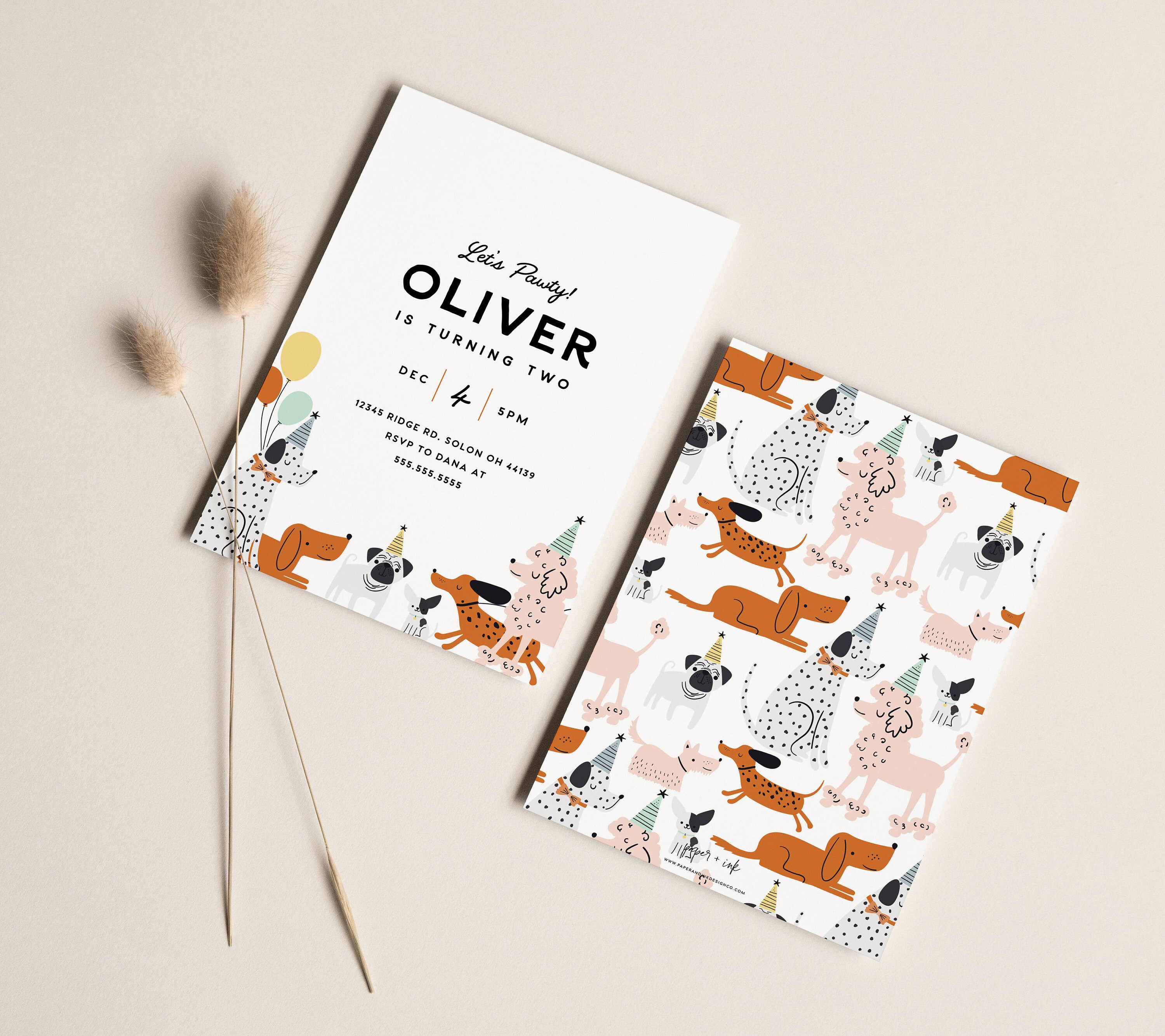 Puppy Pawty Editable Thank You Card Dog Theme Dog Birthday | Etsy