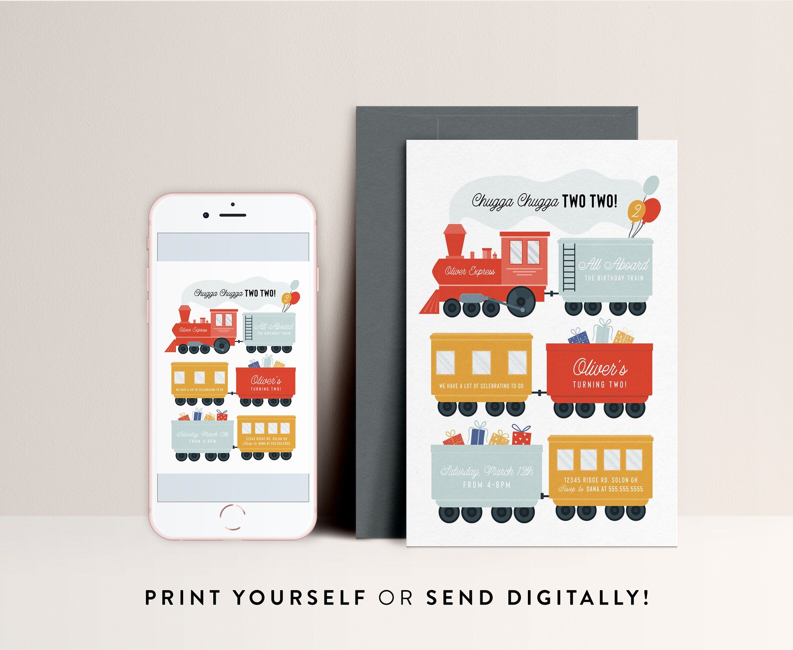 Editable Train Birthday Party Invitation Modern Train - Etsy