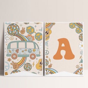 Groovy Birthday Welcome Sign Template Retro Boy Birthday Festival Party ...