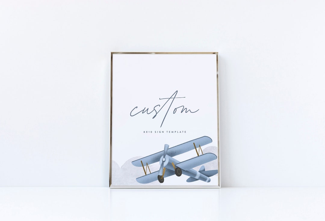 Airplane Party Sign Template, Modern Plane Design, Vintage Airplane ...