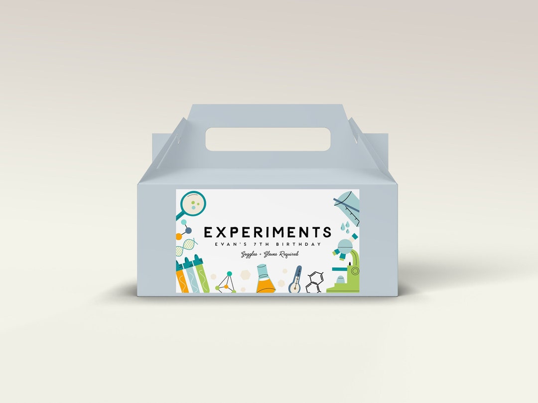 Scientist Party Gable Label, Science Birthday Party Printable Favor Box ...