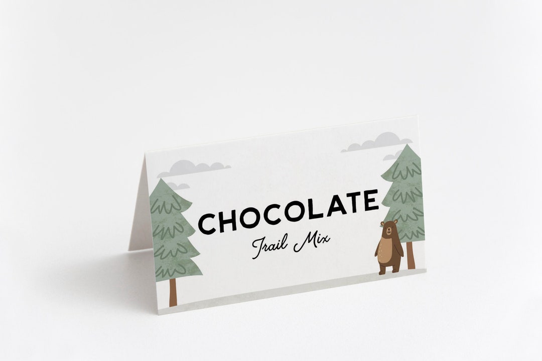 Happy Camper Birthday Food Tents: Camping Bear Decor (editable Digital ...