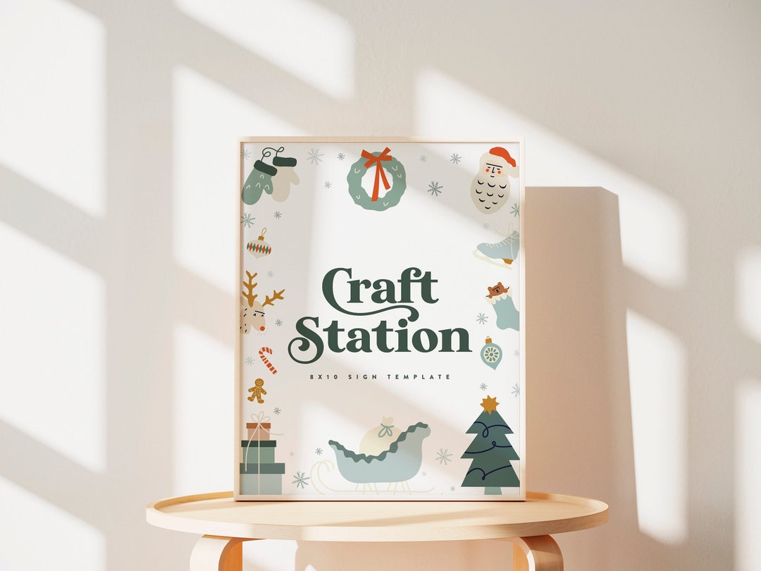 Christmas Party Sign Template, Holiday Party Station Signs, Christmas ...