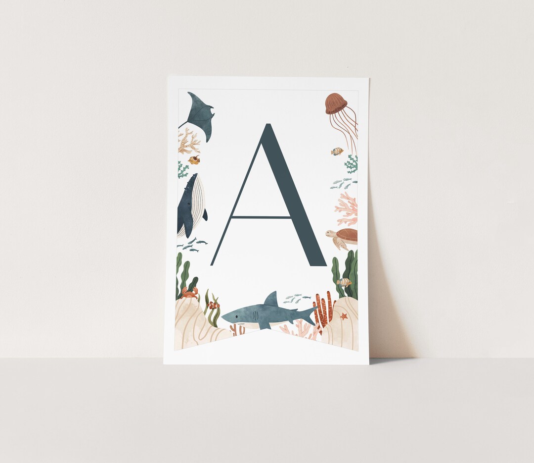 Editable Under the Sea Birthday Banner, Sea Animals Bunting, Whale ...