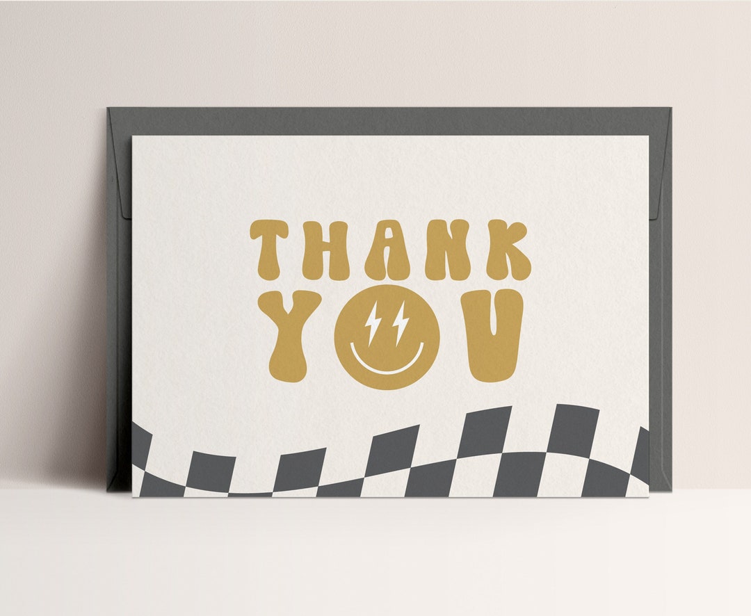 One Happy Dude Thank You Card: Retro Birthday (editable Digital ...