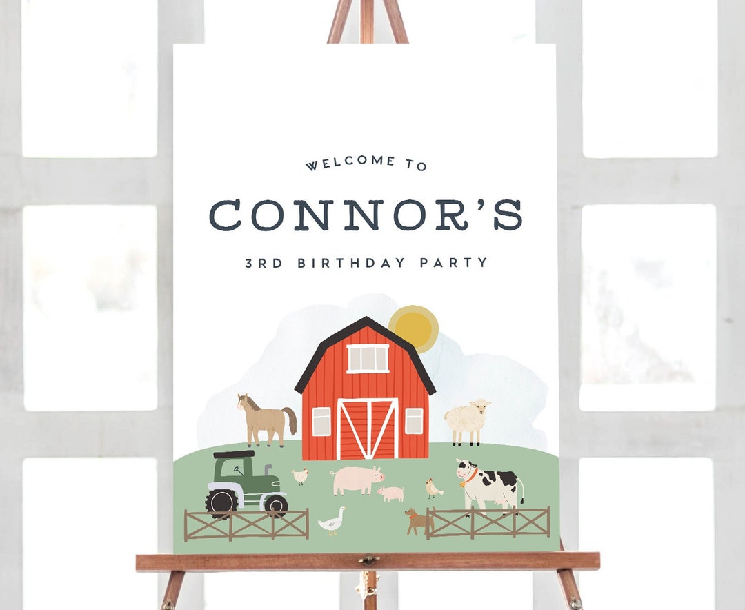 Farm Birthday Welcome Sign, Farm Animals Birthday, Barnyard Party ...