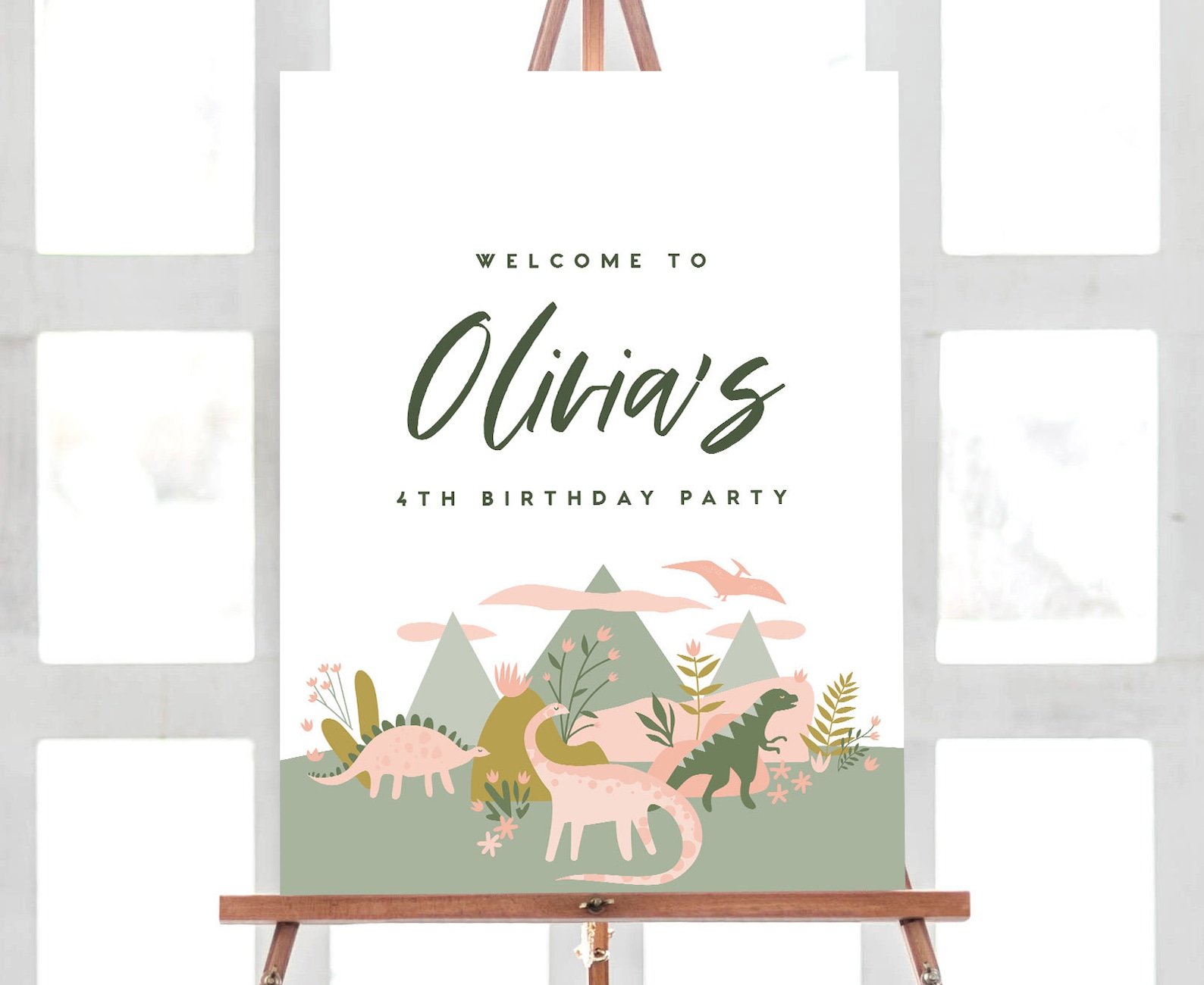 Editable Girl Dinosaur Birthday Signs Dinosaur Sign Template - Etsy