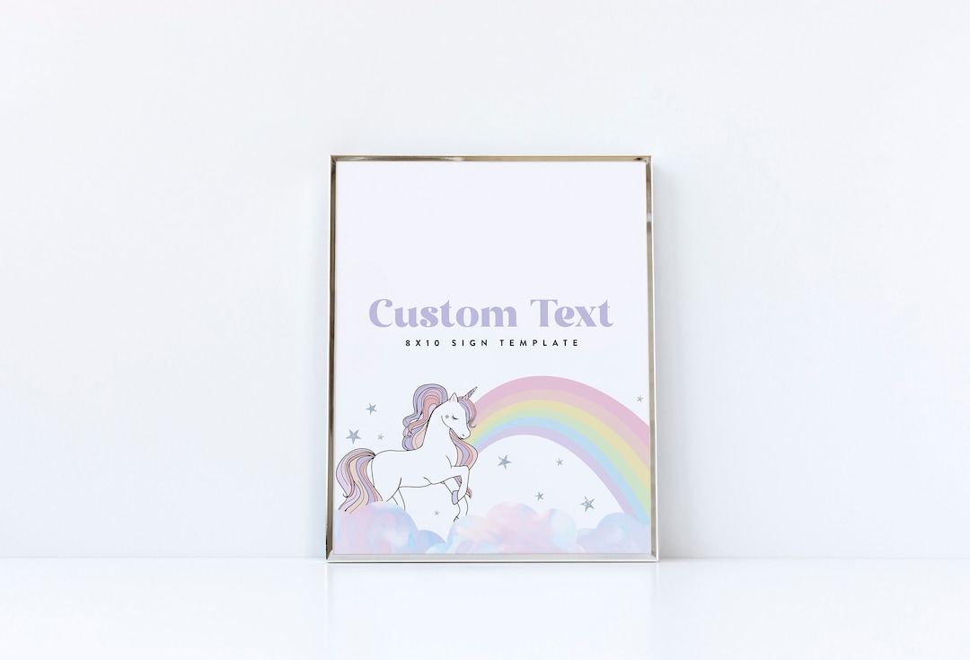 Unicorn Rainbow Birthday Sign Template: Editable Party Decor (INSTANT ...