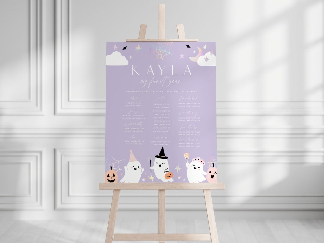 Little Boo Milestone Board: Girl Halloween Birthday (digital Template ...