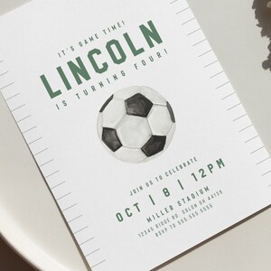 Soccer Birthday Invitation Soccer Theme Party Invitation Modern Soccer ...