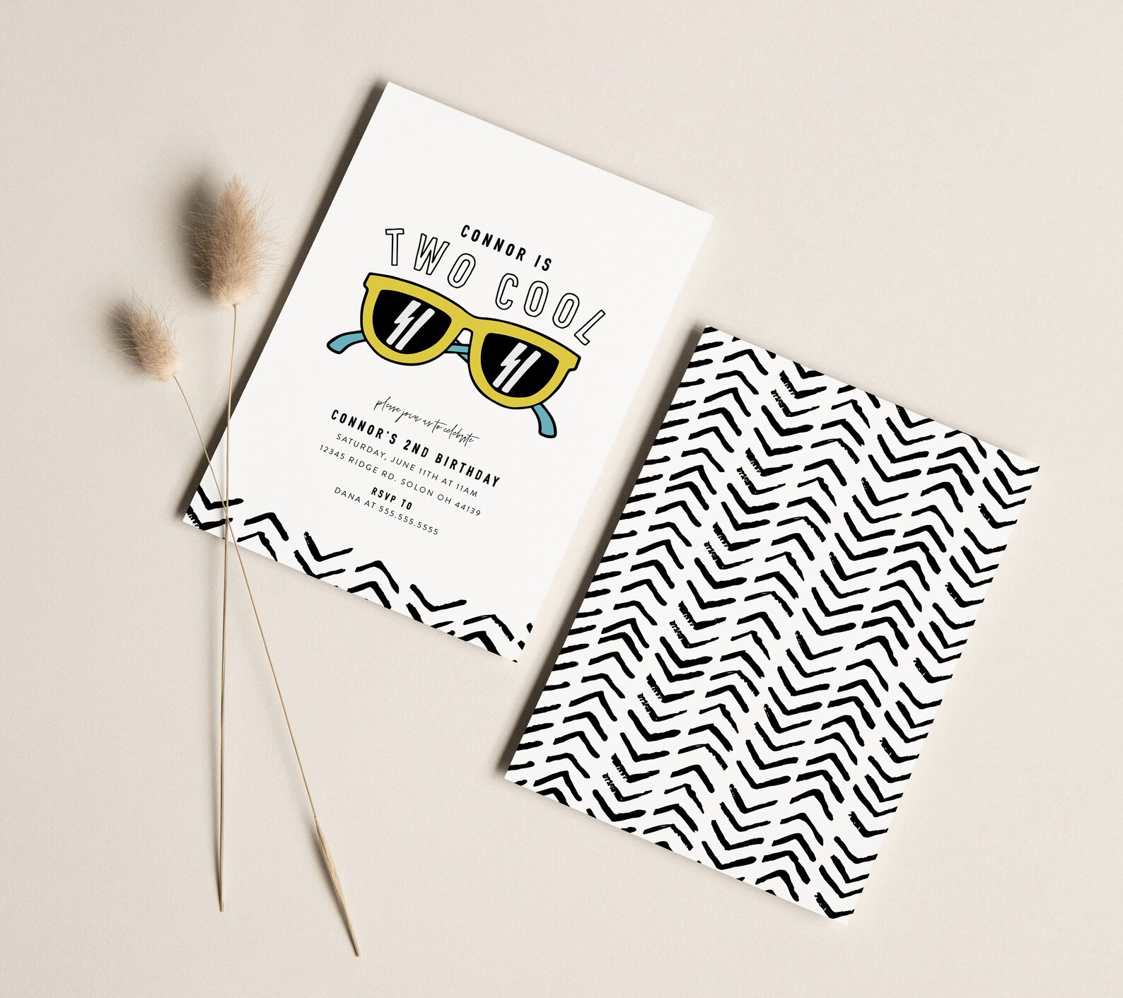 Two Cool Birthday Backdrop, Modern Two Cool Party Decorations, Editable ...