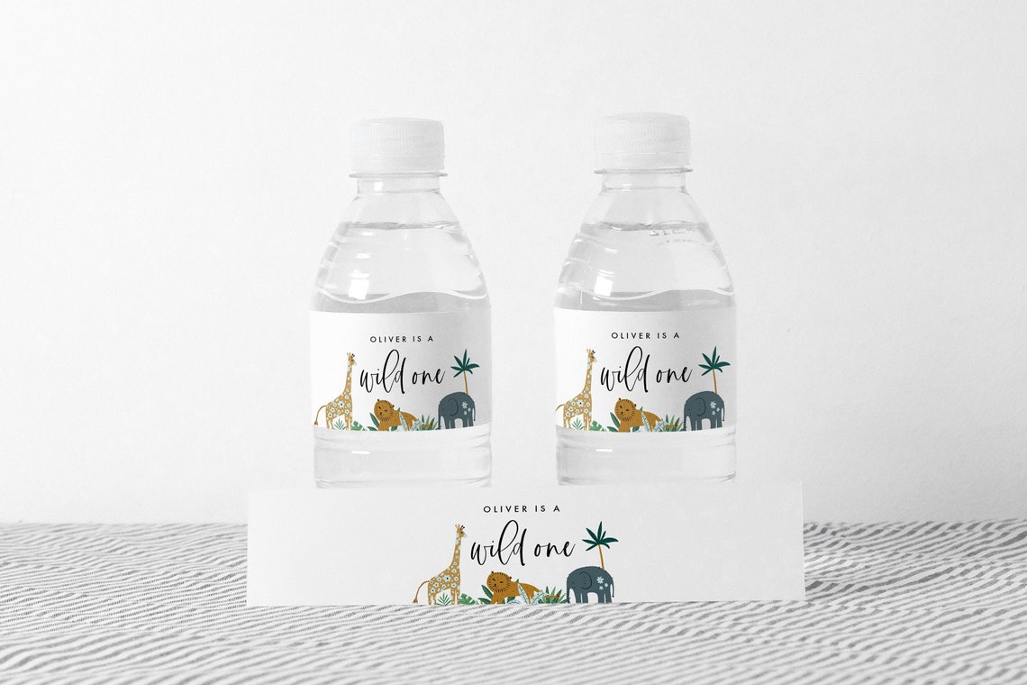 Wild One Water Bottle Label Wild One Animals Two Wild - Etsy