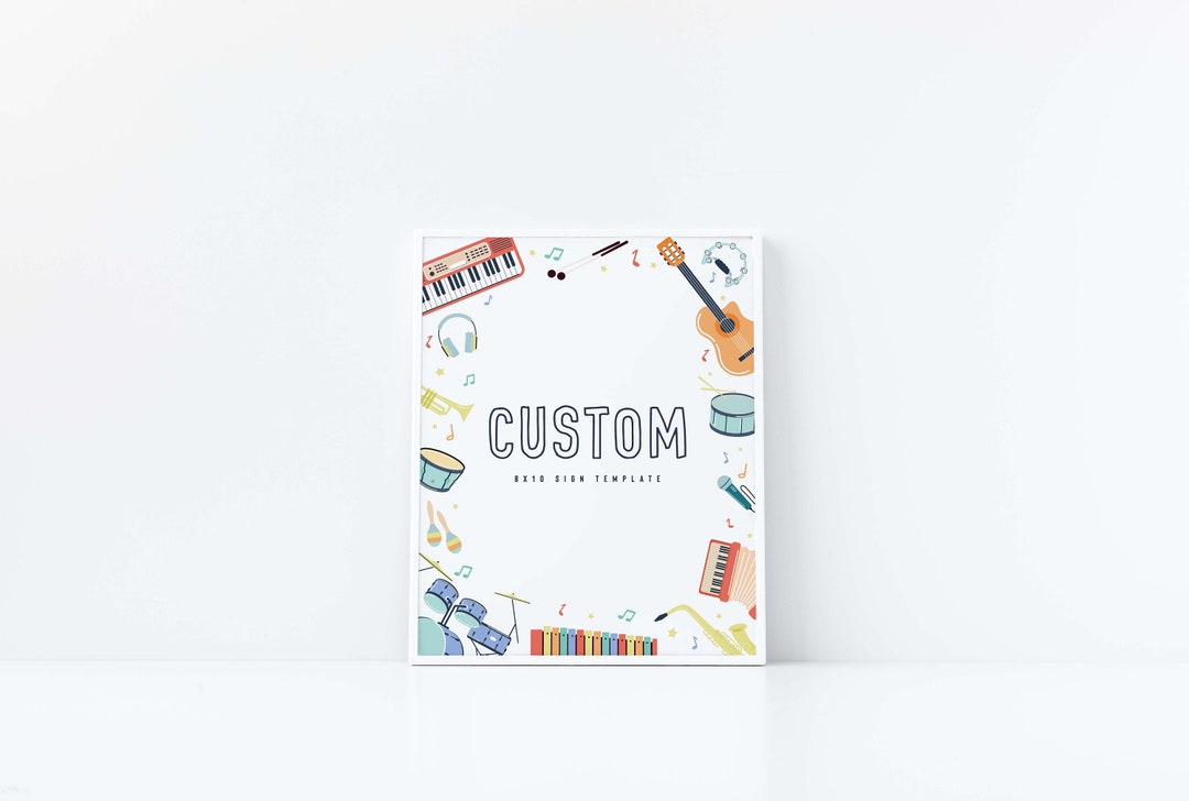 Music Birthday Party Sign Template: Editable Musical Instruments ...