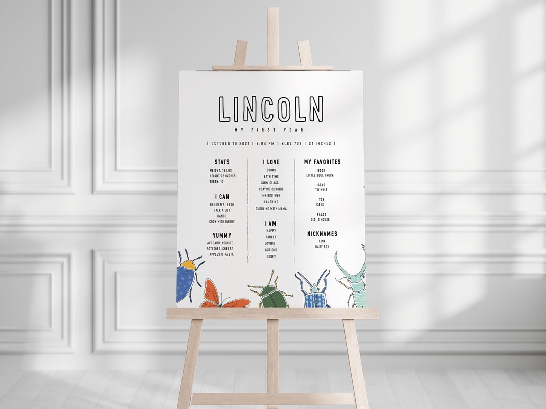 Bug Birthday Milestone Board, Insect Birthday Party , Editable Digital ...