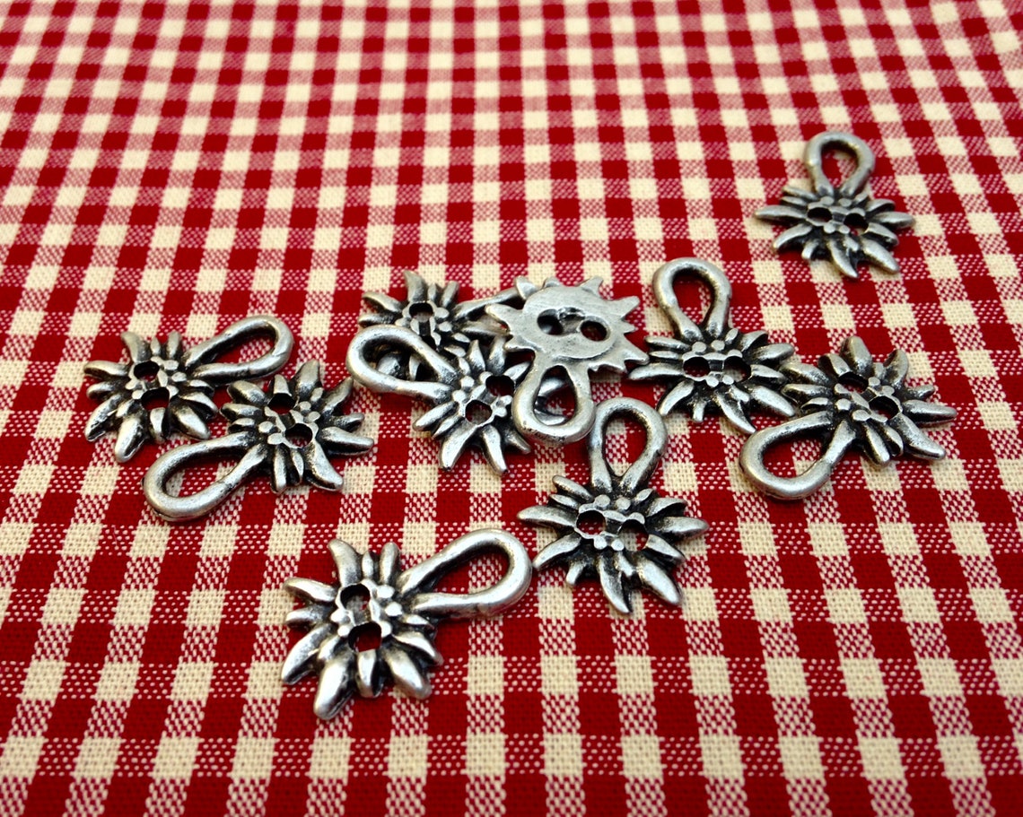 10 Dirndl Hooks Dirndl Eyelets Metal Silver Colored Edelweiß - Etsy