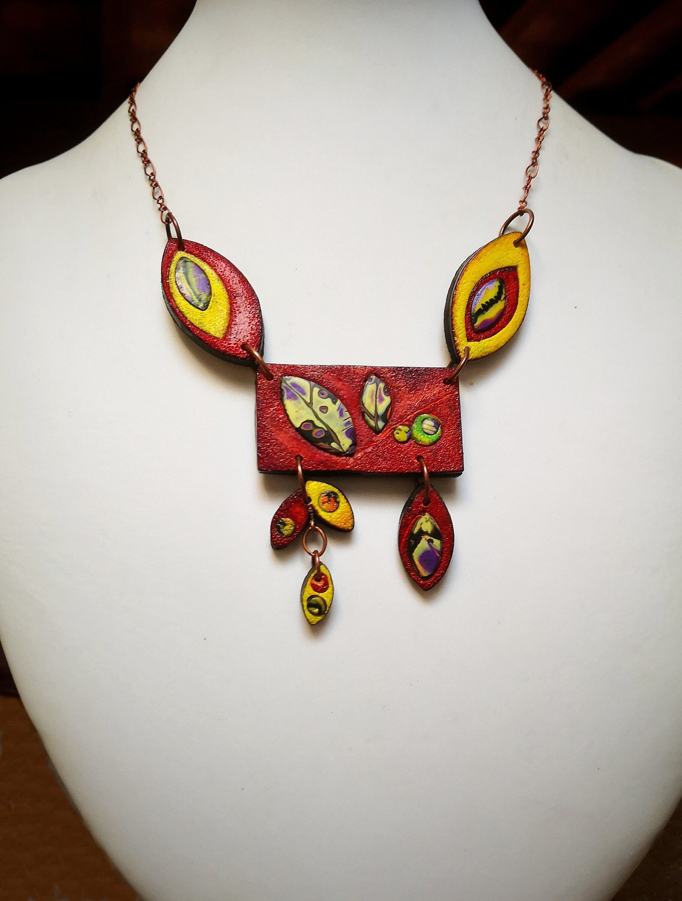 Polymer Clay Necklace, Unique, Handmade, Original Design - Etsy