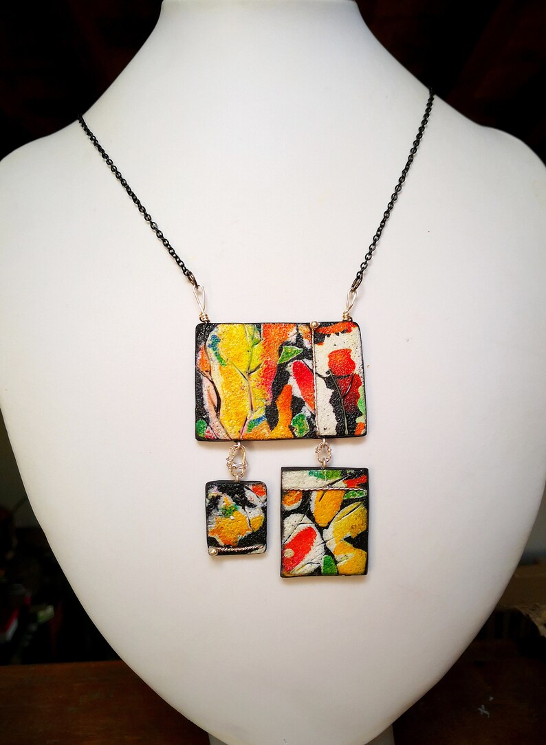 Polymer clay necklace unique handmade original design | Etsy