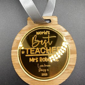 World's Best Teacher Gold Medal Teacher Medal - Etsy