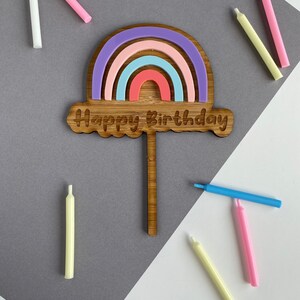 Personalised Rainbow Cake Topper Personalised Bamboo Cake Topper ...
