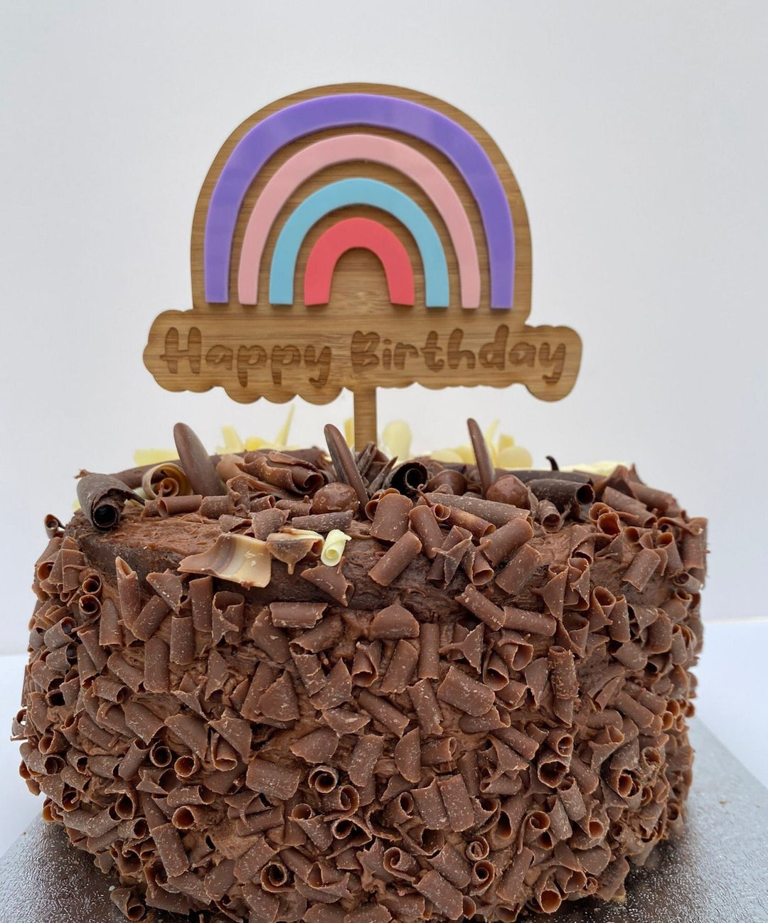 Personalised Rainbow Cake Topper Personalised Bamboo Cake Topper ...