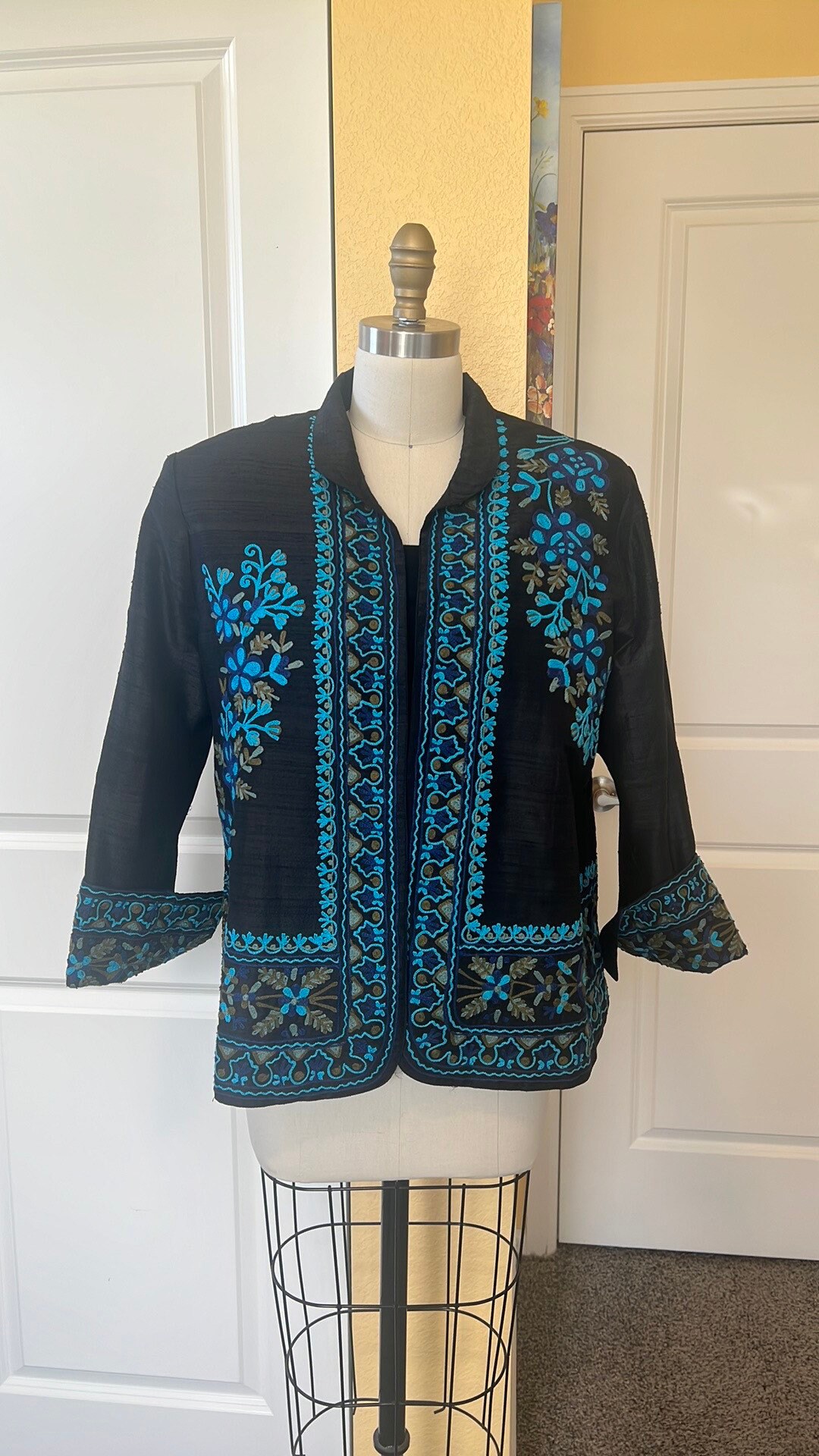 Vintage Norm Thompson Silk and Embroidered Jacket - Etsy